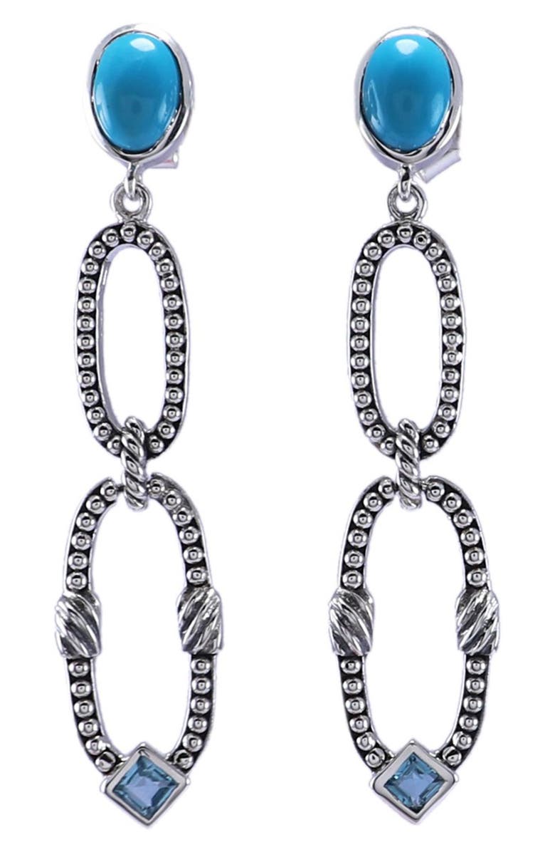 SAMUEL B. Sterling Silver Turquoise Link Drop Earrings | Nordstromrack