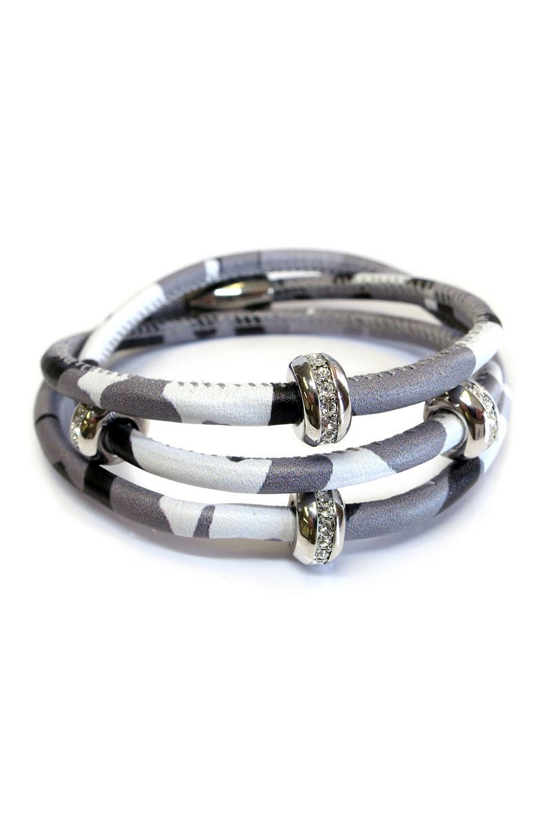 Liza Schwartz Good Karma Sterling Silver Pave CZ & Camo Printed Leather ...