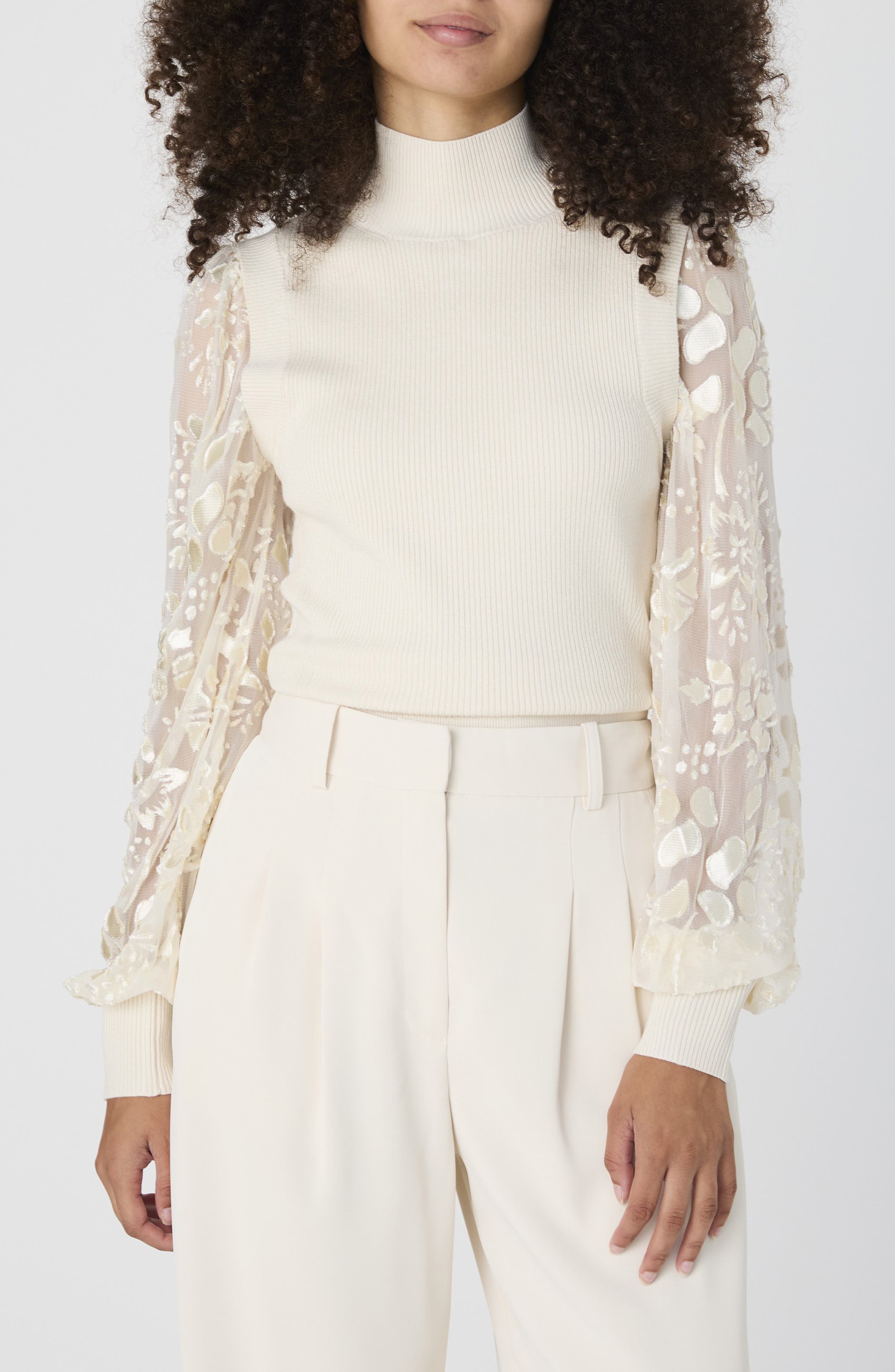 French Connection Onnie Krista Burnout Sleeve Sweater | Nordstromrack