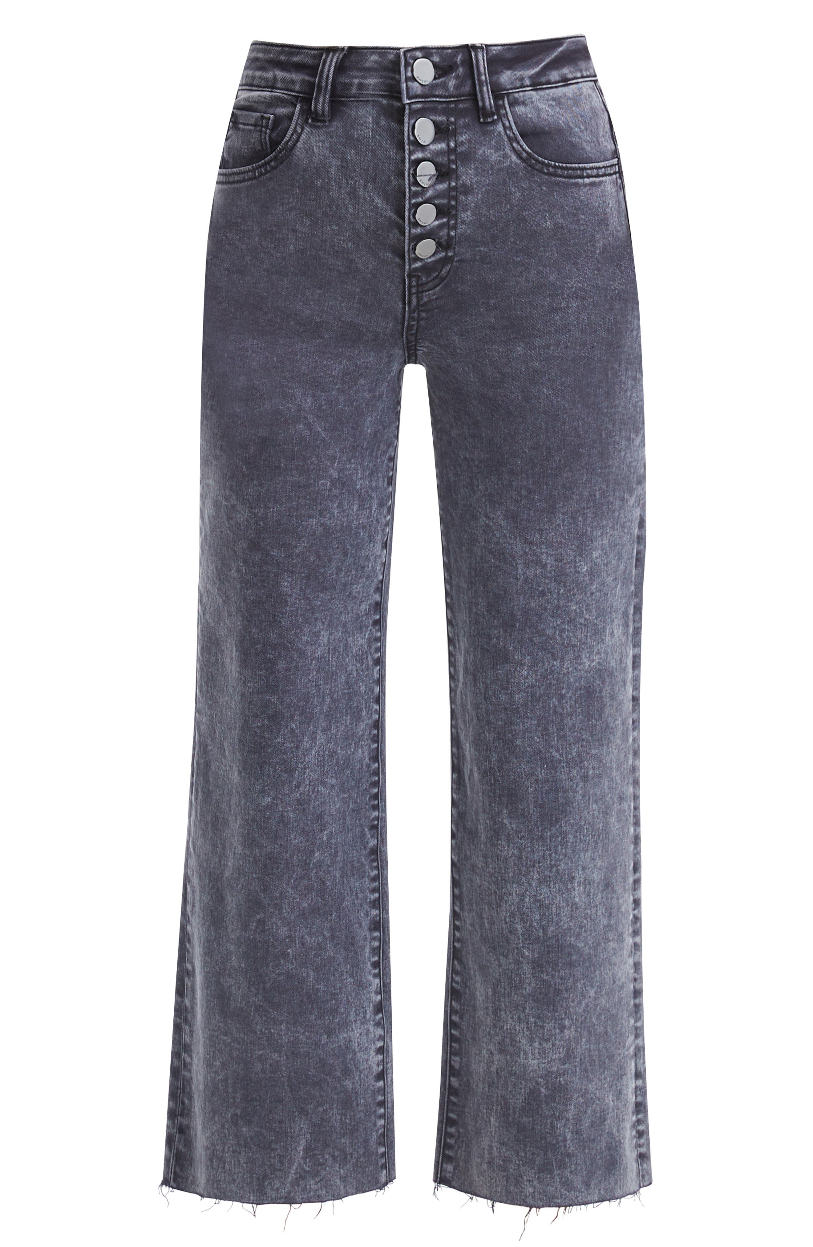 Bayeas High Waist Raw Hem Ankle Wide Leg Jeans | Nordstrom