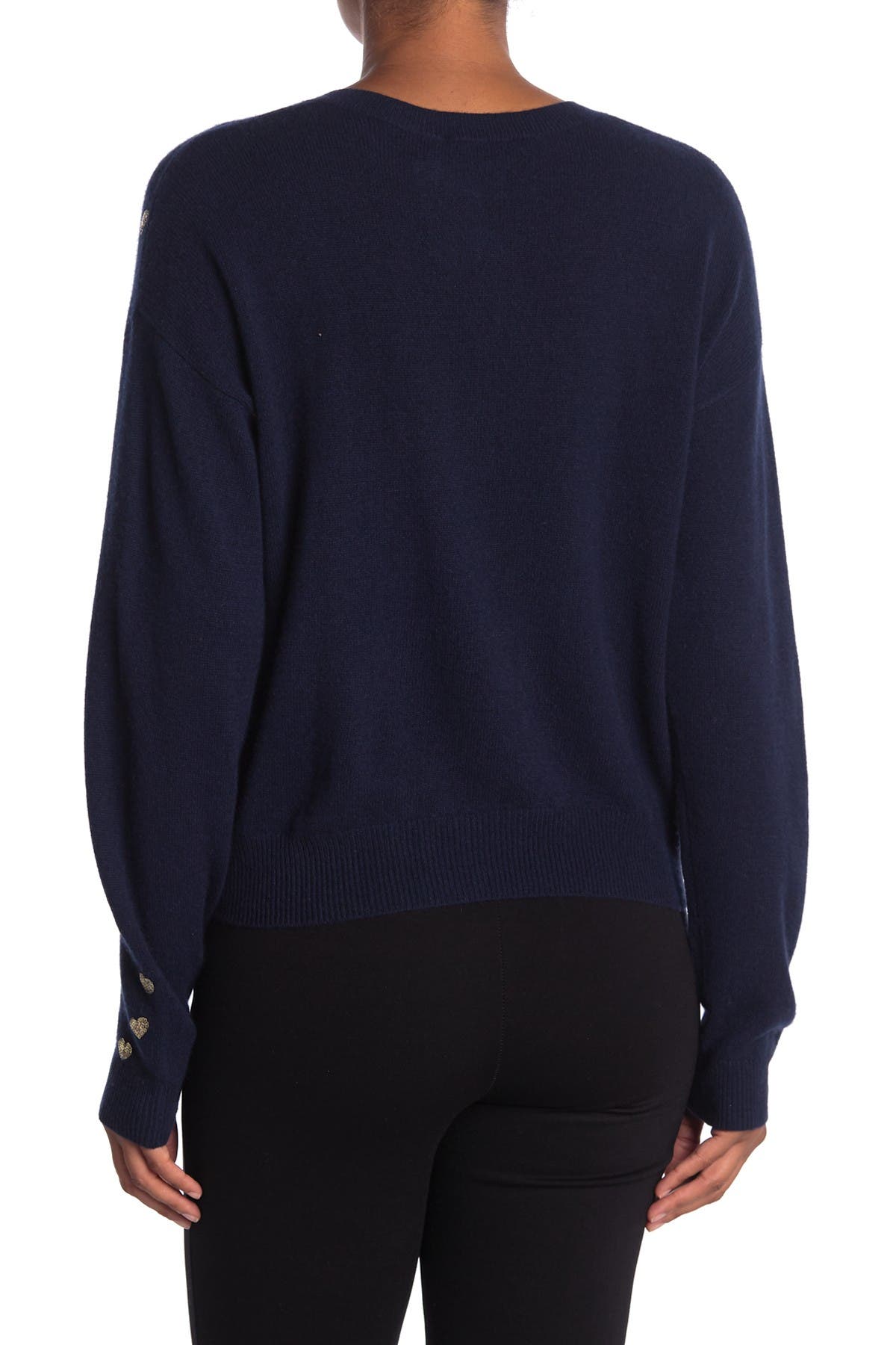 autumn cashmere Metallic Hearts Crew Neck Cashmere Sweater | Nordstromrack
