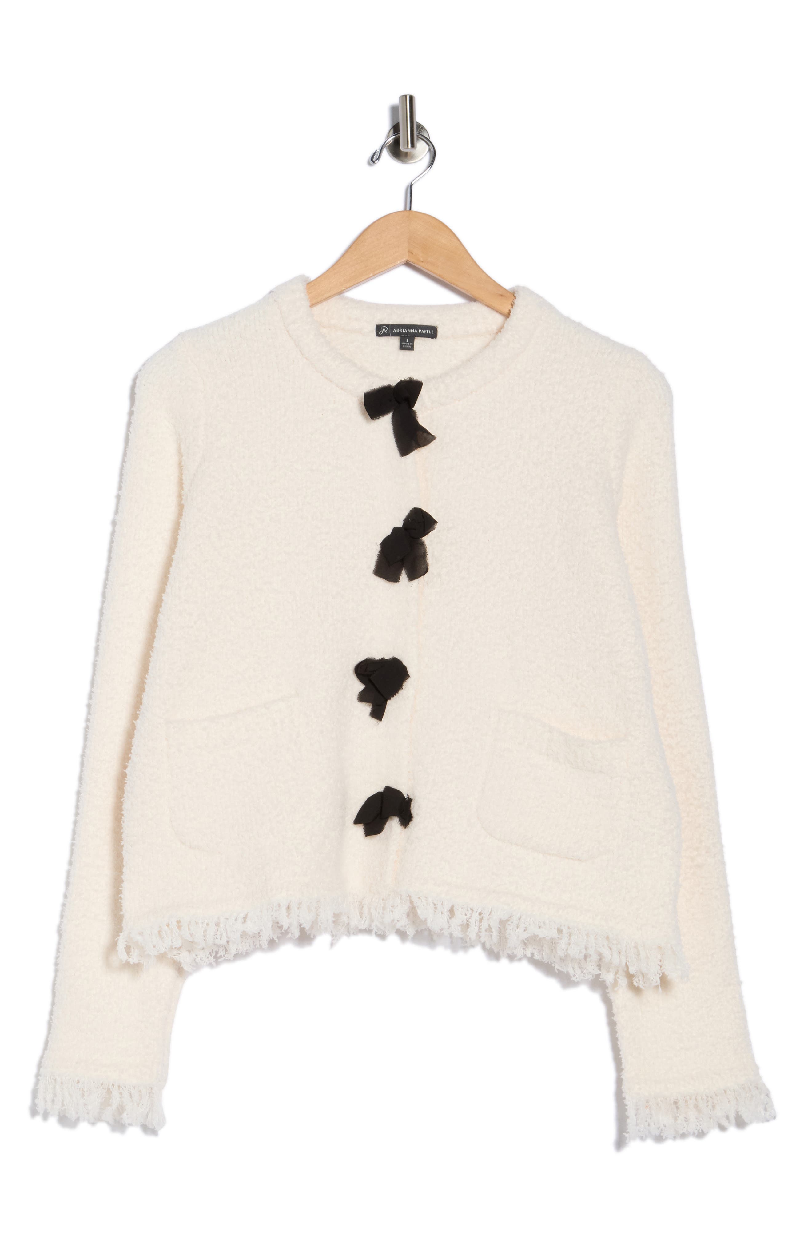 Adrianna Papell Bow Front Textured Cardigan | Nordstromrack