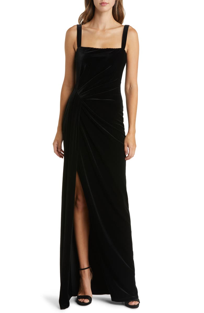 Black Halo Domino Pleat Detail Velvet Gown | Nordstromrack