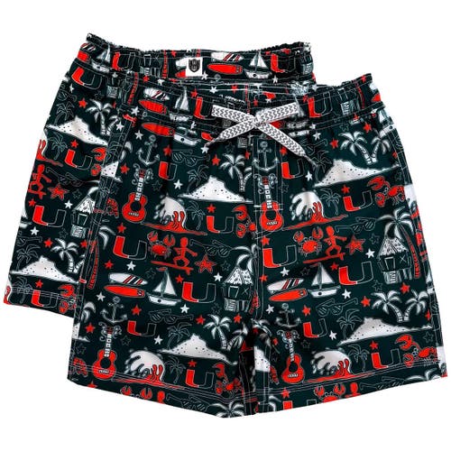 Wes & Willy Kids' Youth Green Miami Hurricanes Luau Swim Trunks | ModeSens