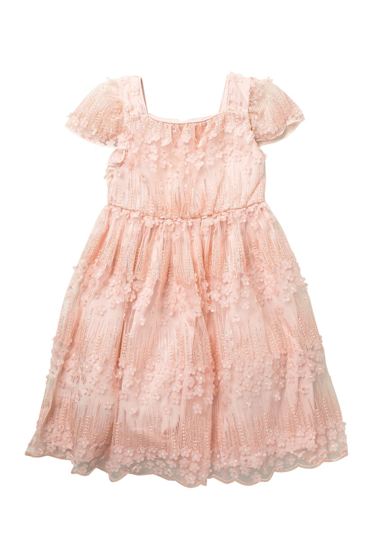 Little Angels Cap Sleeve Embroidered Mesh Dress | Nordstromrack