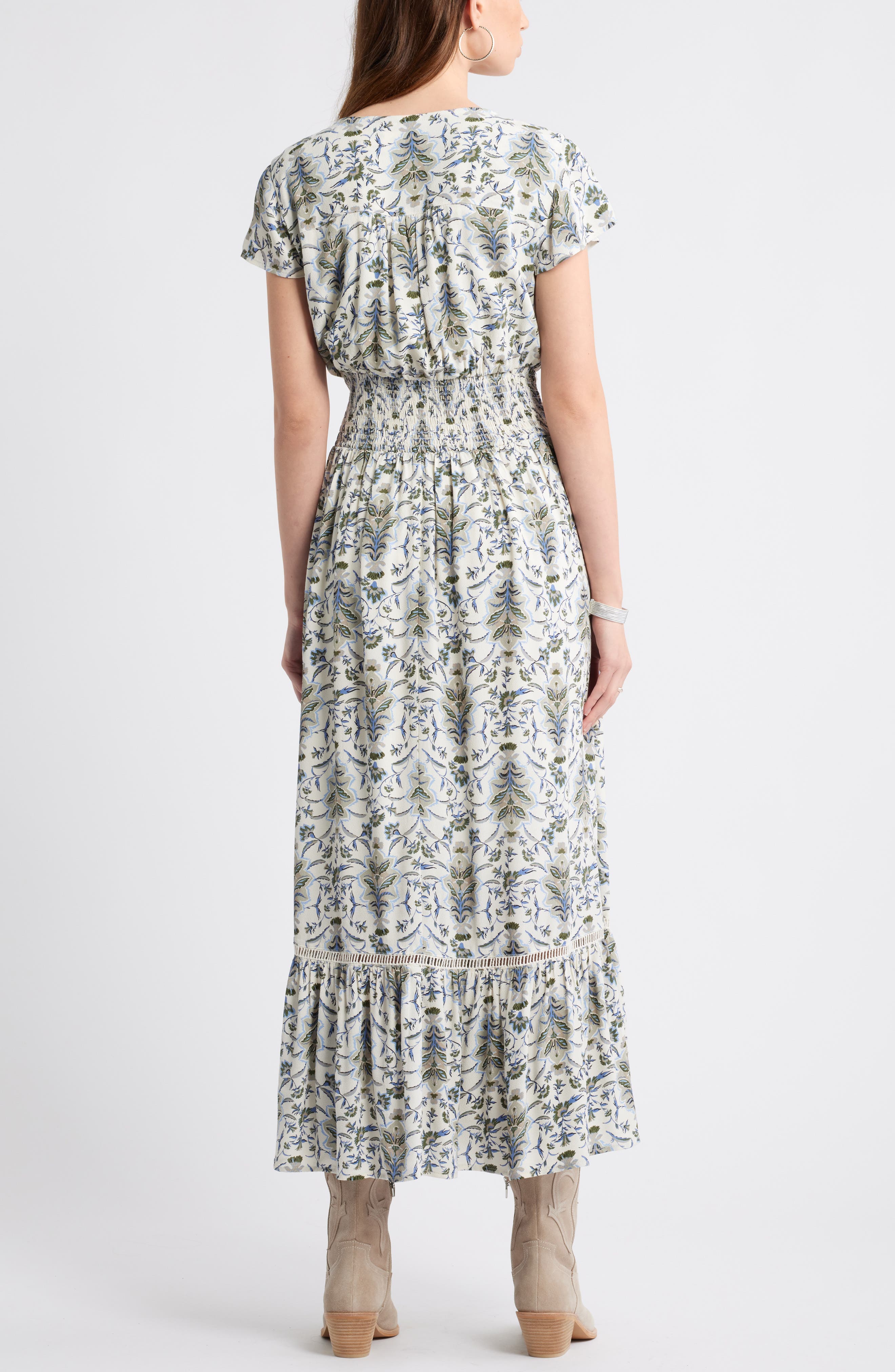 Treasure & Bond Print Smocked Waist Ruffle Hem Maxi Dress | Nordstrom