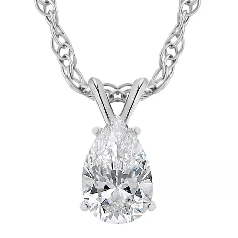 Bliss Diamond 1Ct Pear Solitaire Diamond Pendant Necklace 14k Gold Lab ...