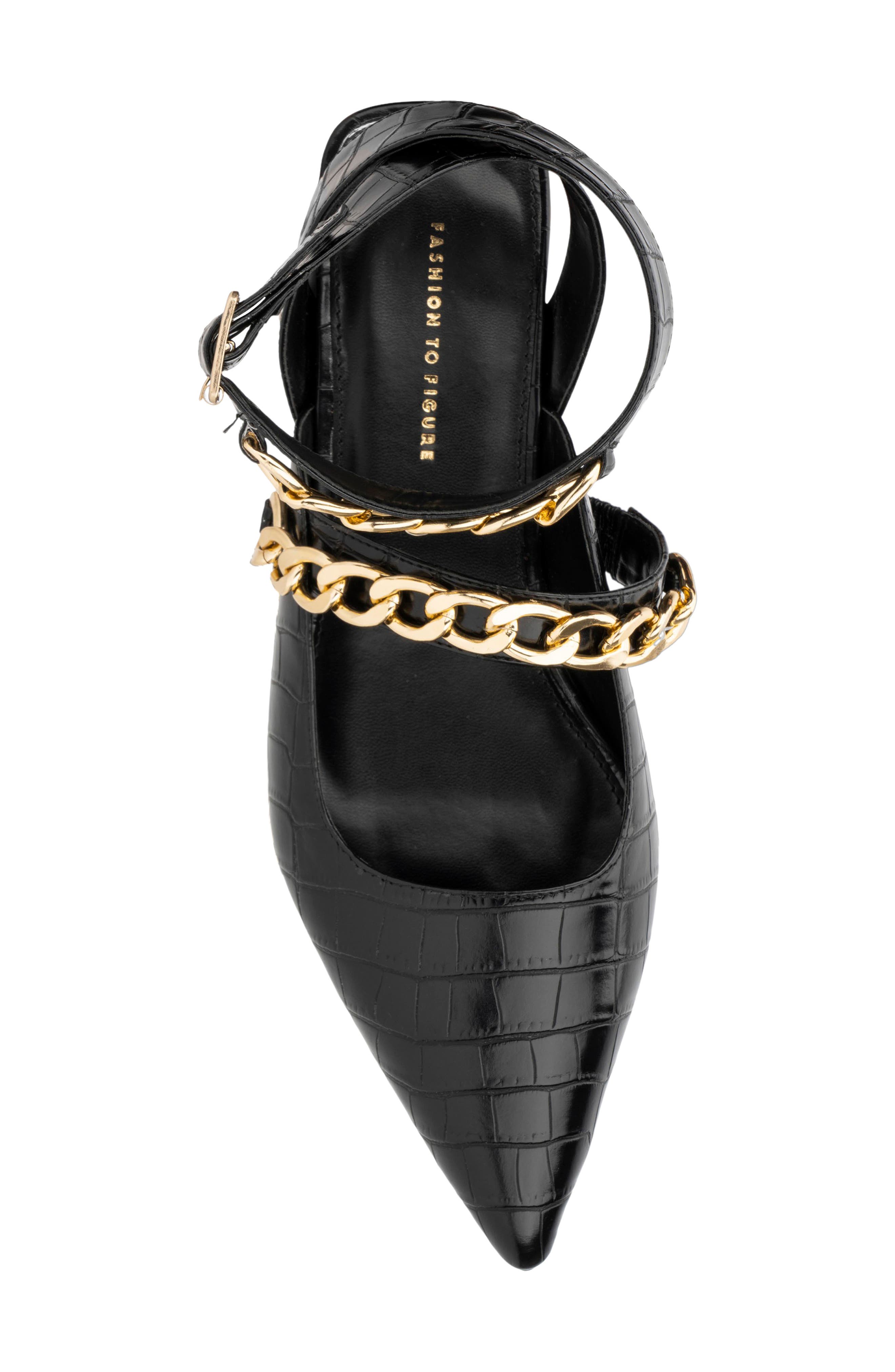 Fashion to Figure Aliza Croc Embossed Chain Flat - Wide Width (Women ...