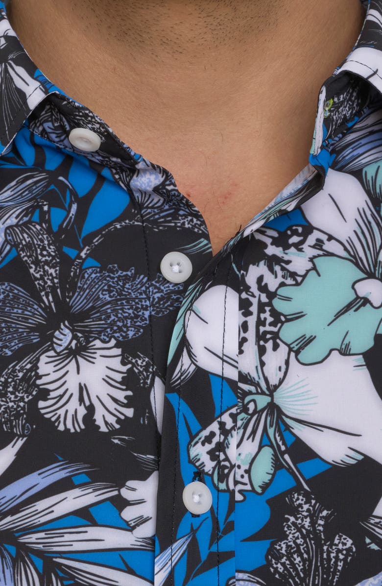 Robert Graham Farrell Orchid Print Short Sleeve Performance Button-Up ...