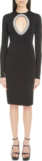 Givenchy Crystal Keyhole Long Sleeve Crepe Sheath Dress | Nordstrom