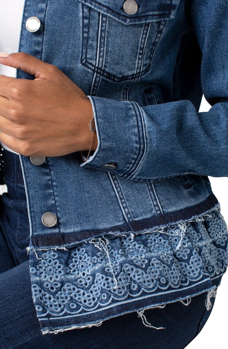 Liverpool Eyelet Hem Denim Jacket | Nordstrom