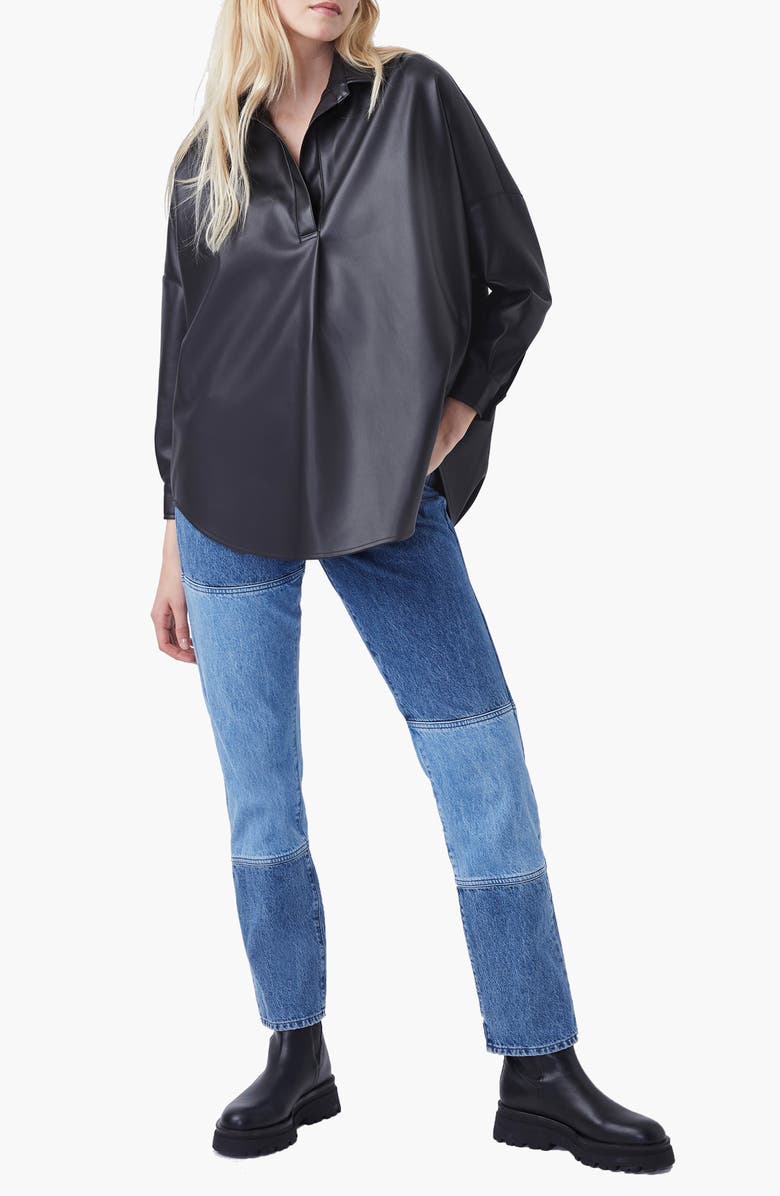 French Connection Faux Leather Popover Shirt | Nordstromrack