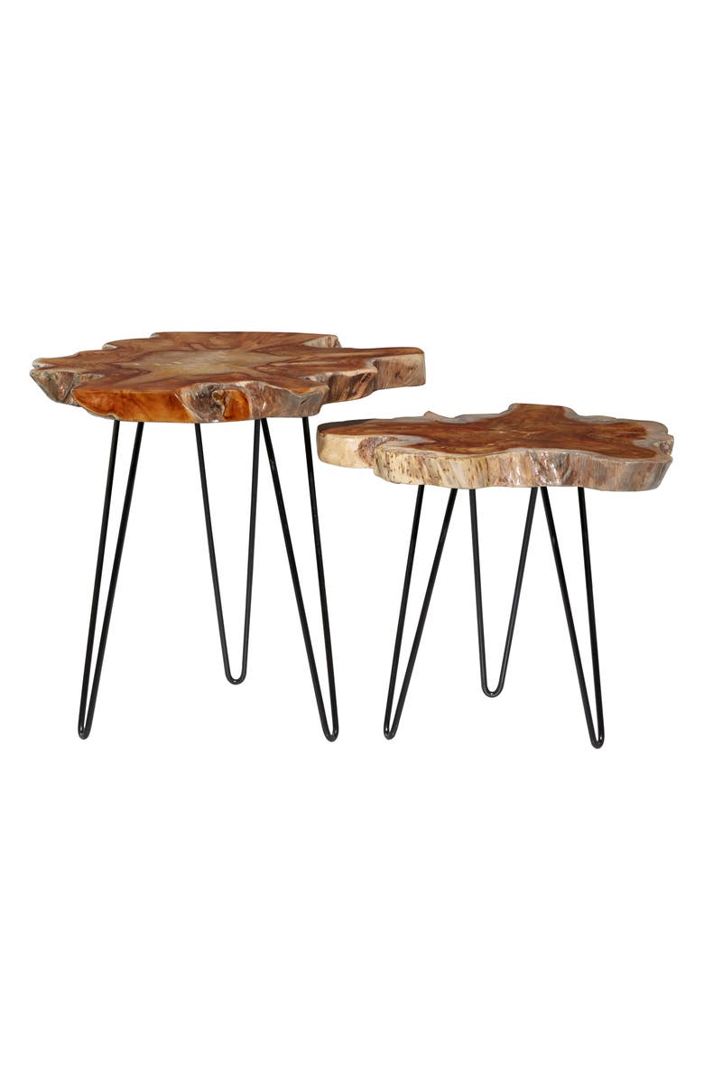 GINGER BIRCH STUDIO Brown Teak Wood Contemporary Accent Table with ...