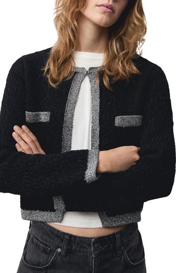 MANGO Metallic Knit Jacket | Nordstrom