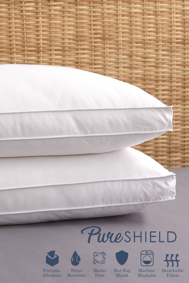 Pure Shield Queen Dust Mite/Bed Bug Resistant Gel Fiber Gusseted Pillow ...