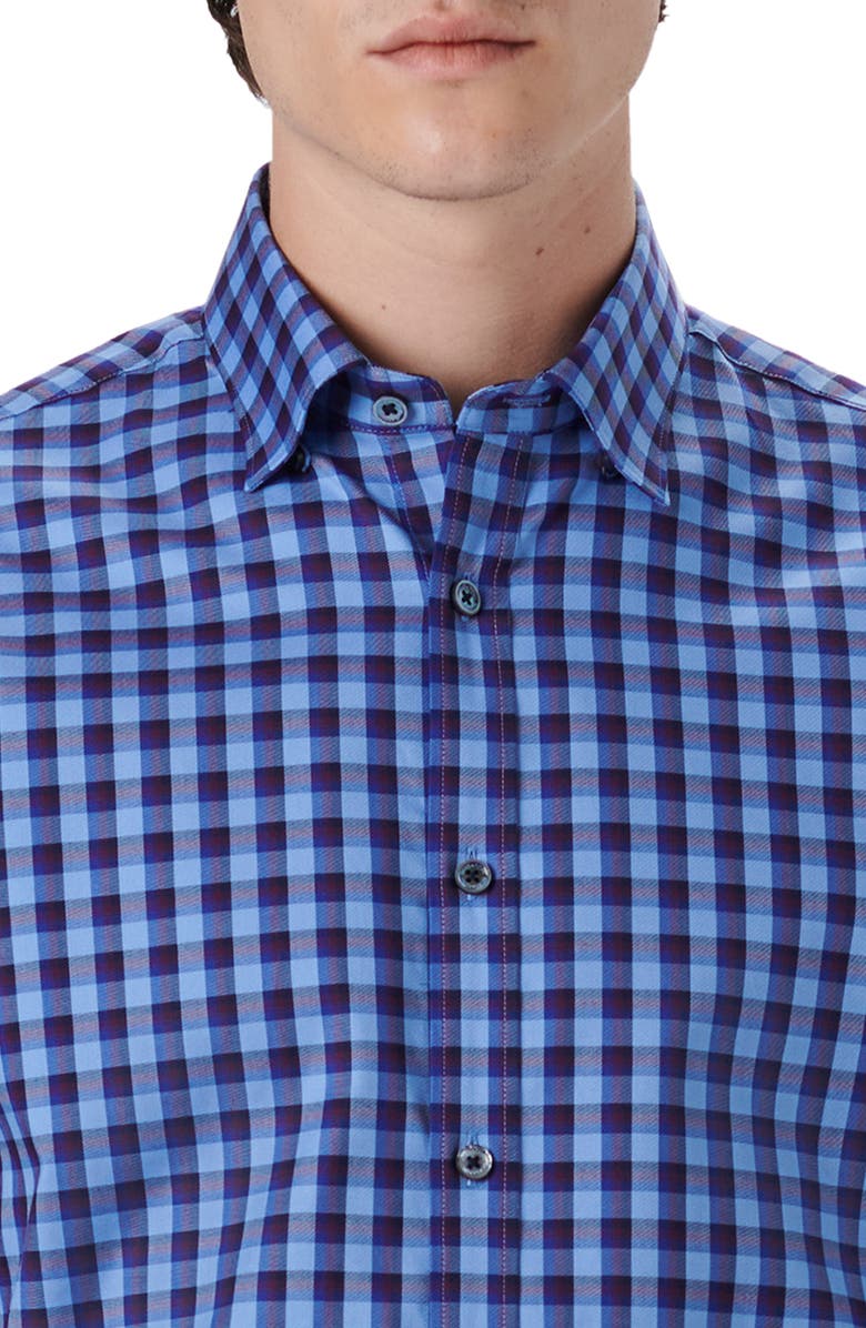 Bugatchi Shaped Fit Gingham Stretch Cotton Button-Up Shirt | Nordstrom
