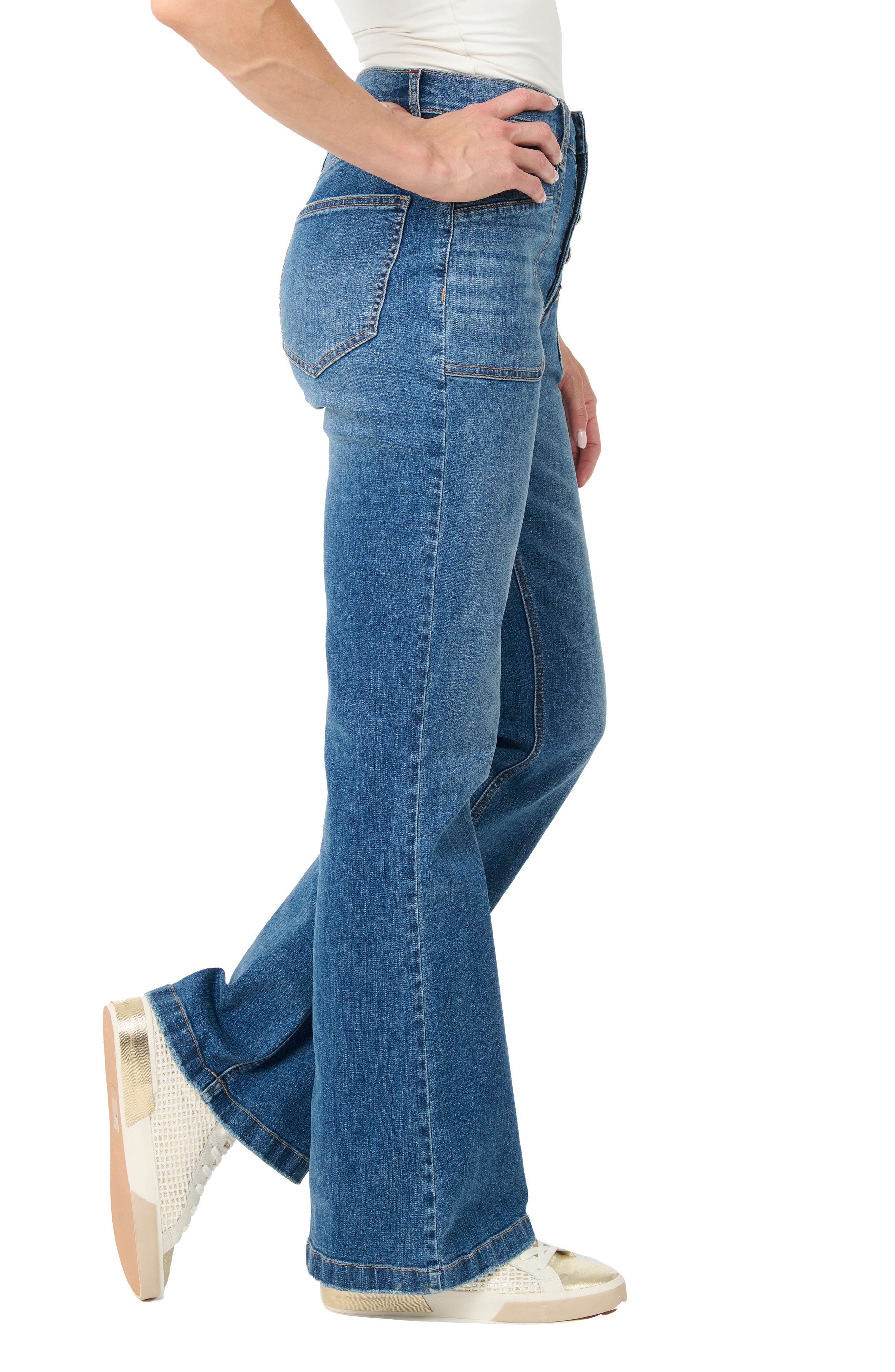 Nicole Miller High Waist Exposed Button Fly Flare Leg Jeans | Nordstromrack