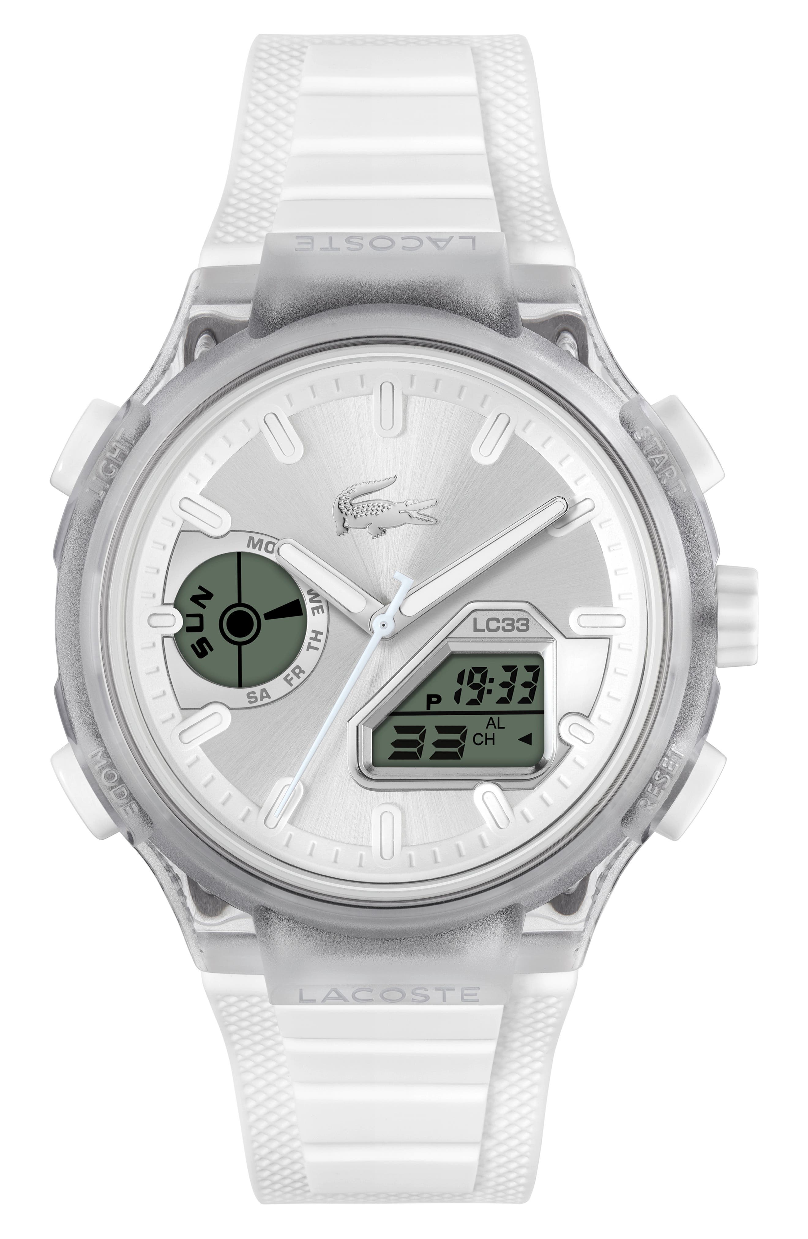 Lacoste LC33 Ana-Digi Silicone Strap Watch, 45mm | Nordstrom