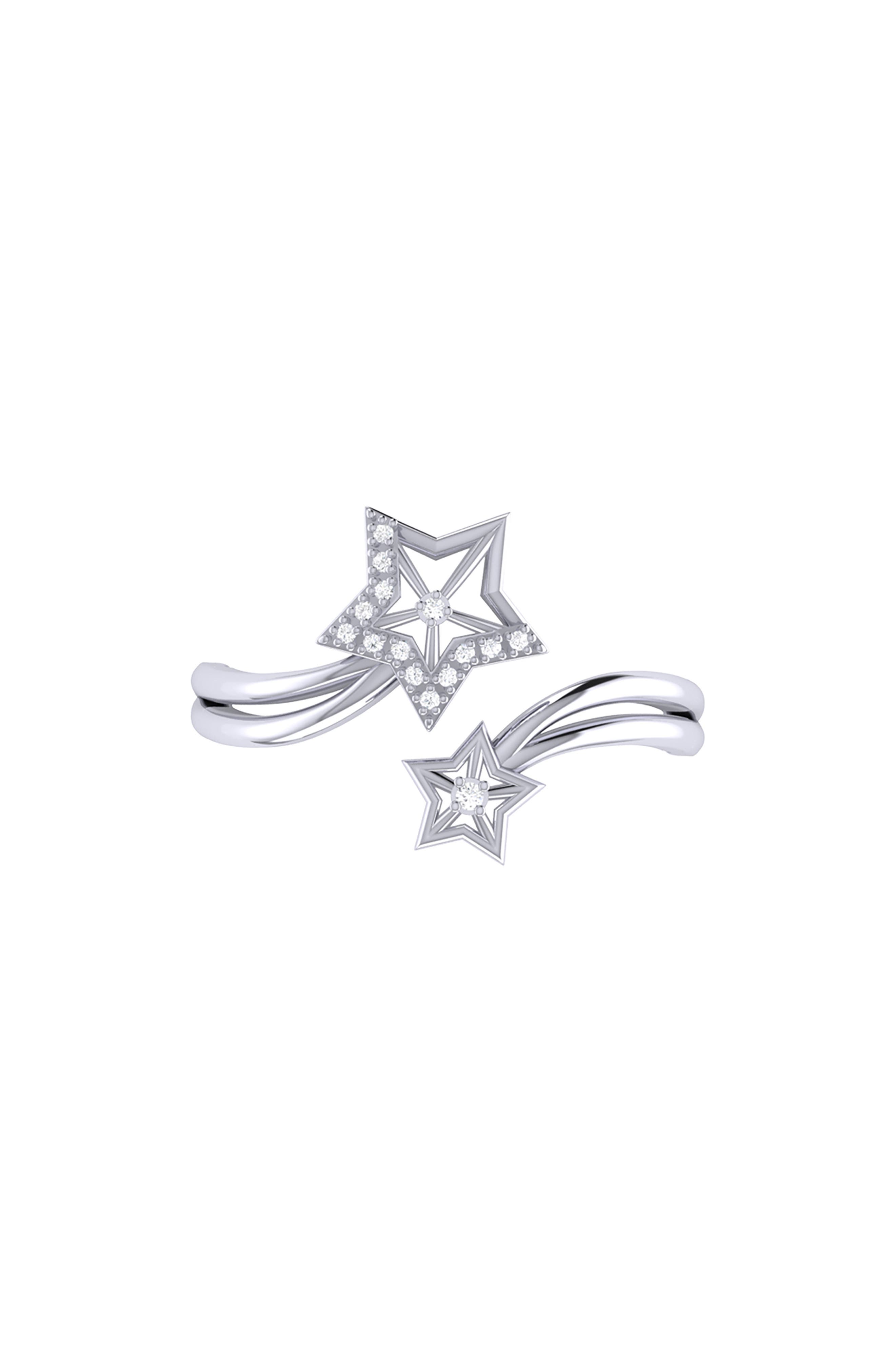 LuvMyJewelry Dreamer Gleaming Star Duo Diamond Ring - 0.09ct ...