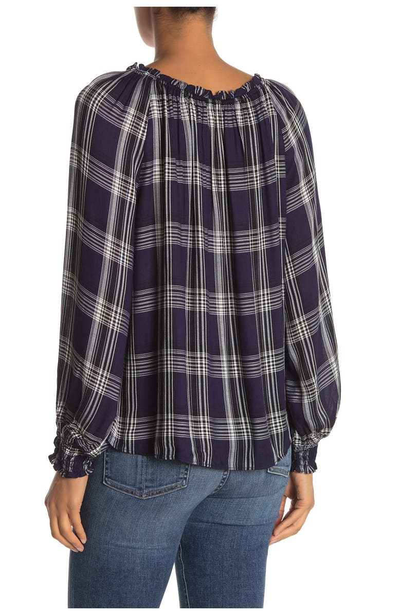 MAX STUDIO Plaid Long Sleeve Tassel Blouse | Nordstromrack