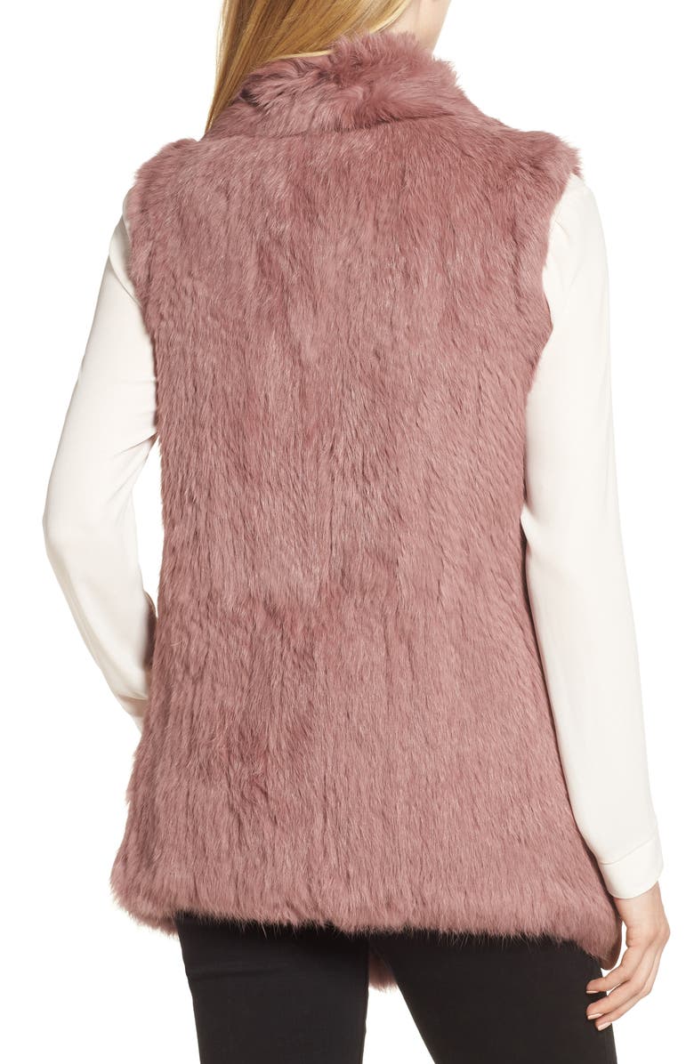 Love Token Long Drape Genuine Rabbit Fur Vest | Nordstrom