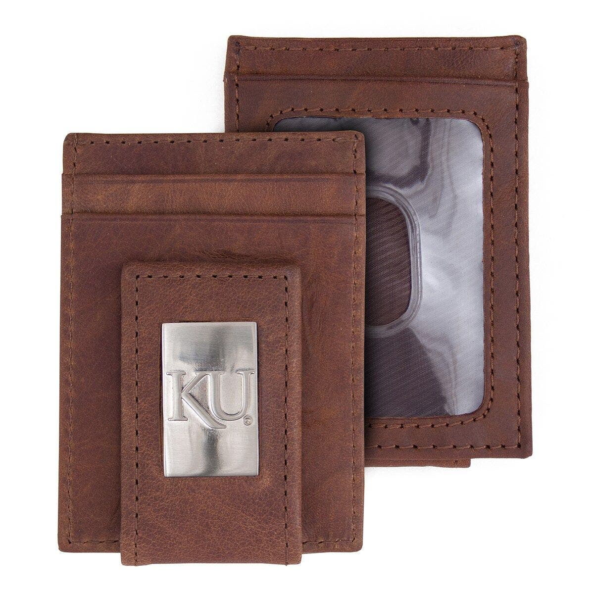 EAGLES WINGS Brown Kansas Jayhawks Leather Front Pocket Wallet | Nordstrom