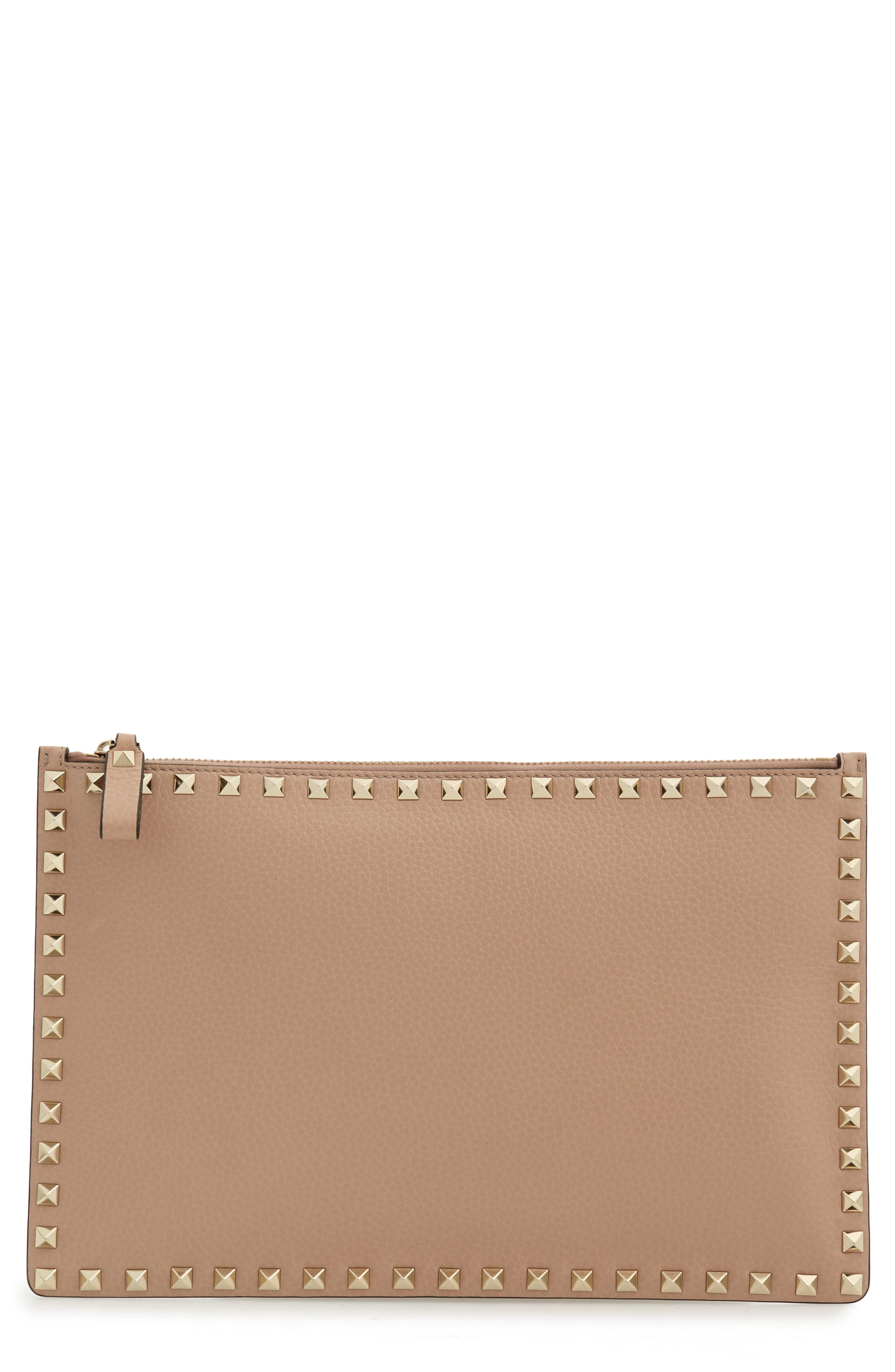 Valentino Garavani Large Rockstud Flat Leather Pouch | Nordstrom