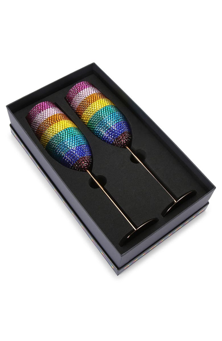 Kurt Geiger London Set of 2 Rainbow Crystal Champagne Flutes ...