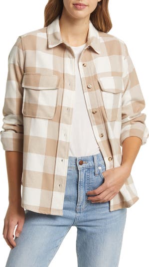 Caslon® Easy Plaid Cotton Shacket | Nordstrom
