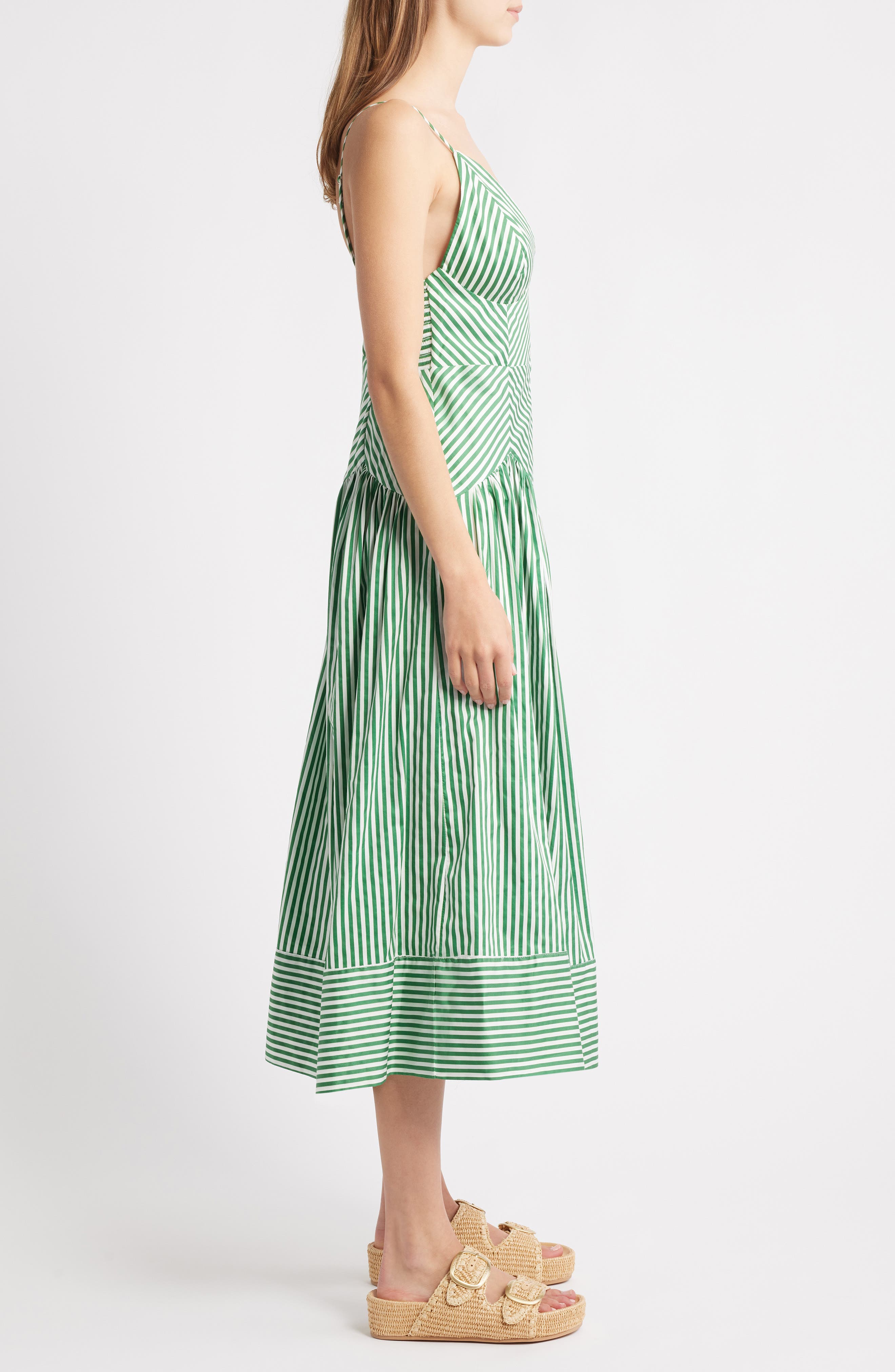 FARM Rio Stripe A-Line Midi Dress | Nordstromrack