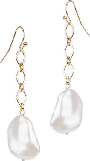 JARDIN Metal Link Irregular 11-12mm Freshwater Pearl Shaped Drop ...