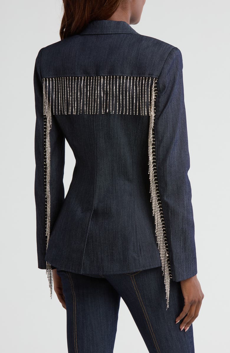 Cinq à Sept Sasha Rhinestone Fringe Denim Blazer | Nordstromrack