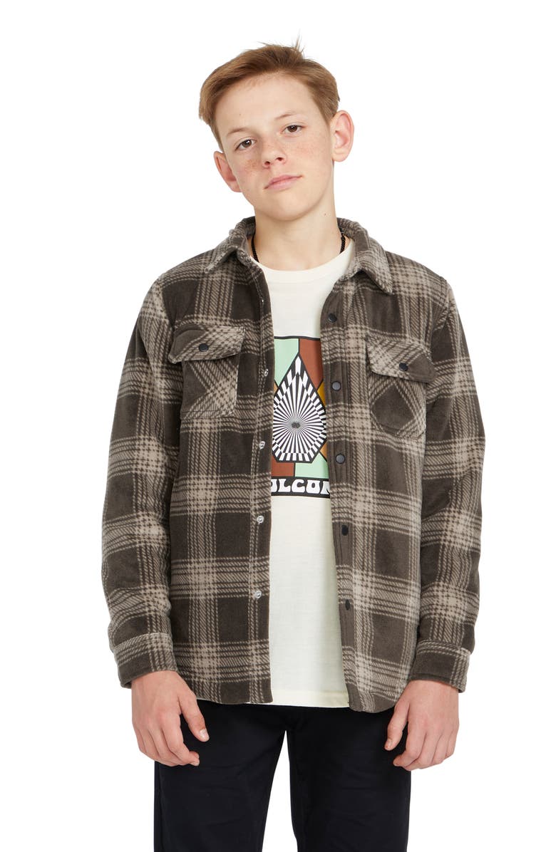 Volcom Kids' Bowered Plaid Fleece Snap-Up Shirt | Nordstromrack
