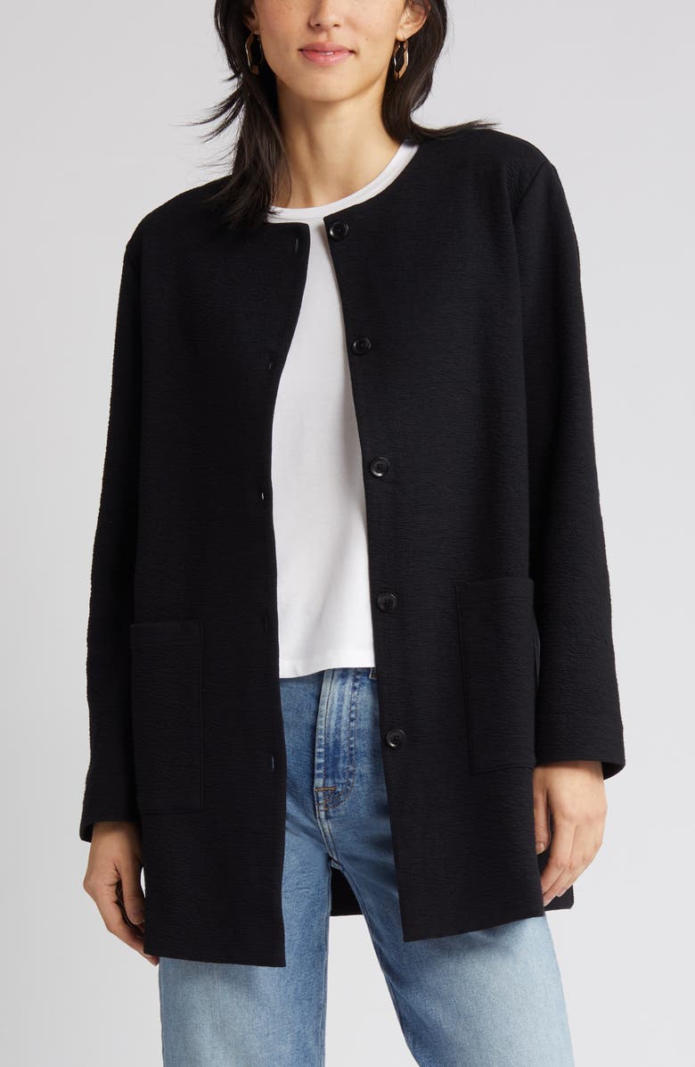 Eileen Fisher Organic Cotton Knit Longline Jacket | Nordstromrack