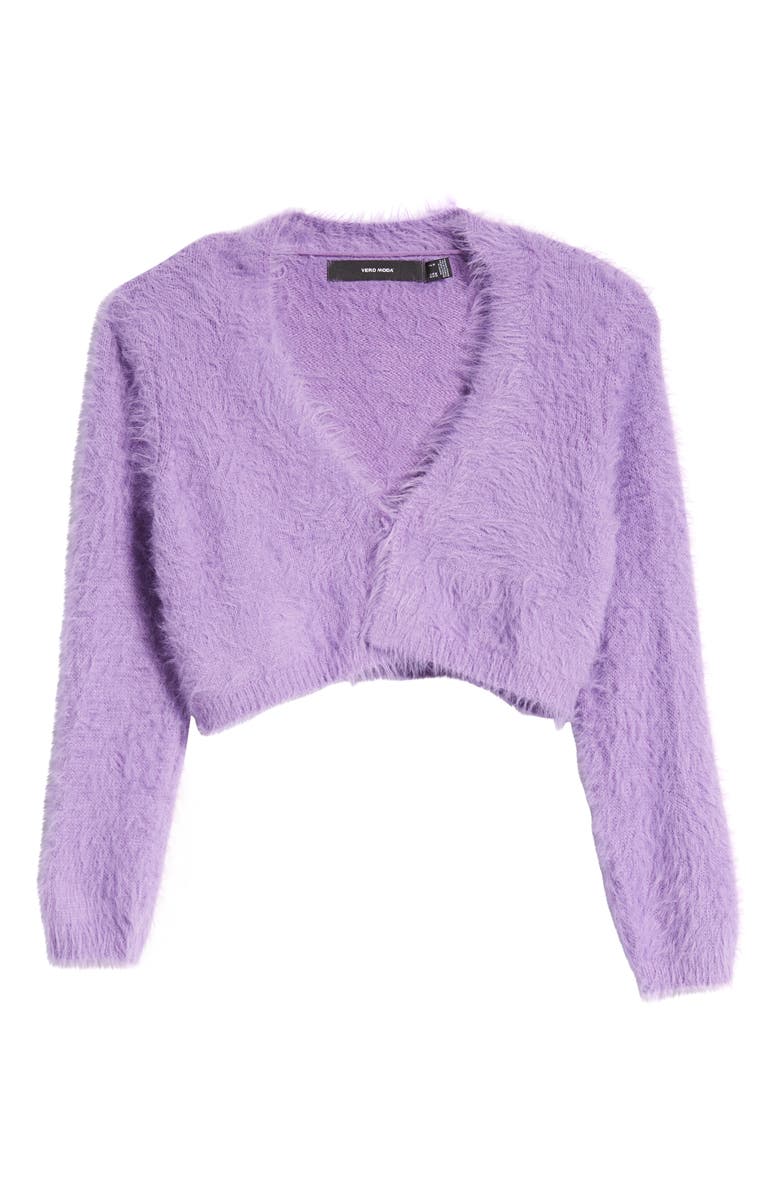 VERO MODA Poilu Open Front Shaggy Crop Chenille Cardigan | Nordstrom