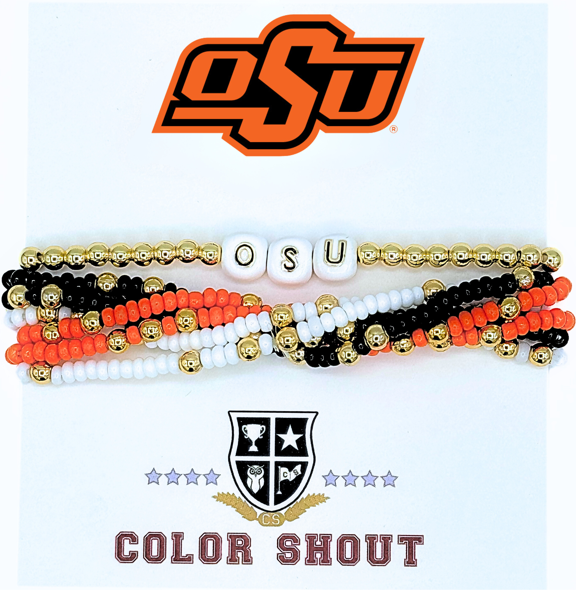 Color Shout Oklahoma State Lucky 7 Bracelet Set | Nordstrom