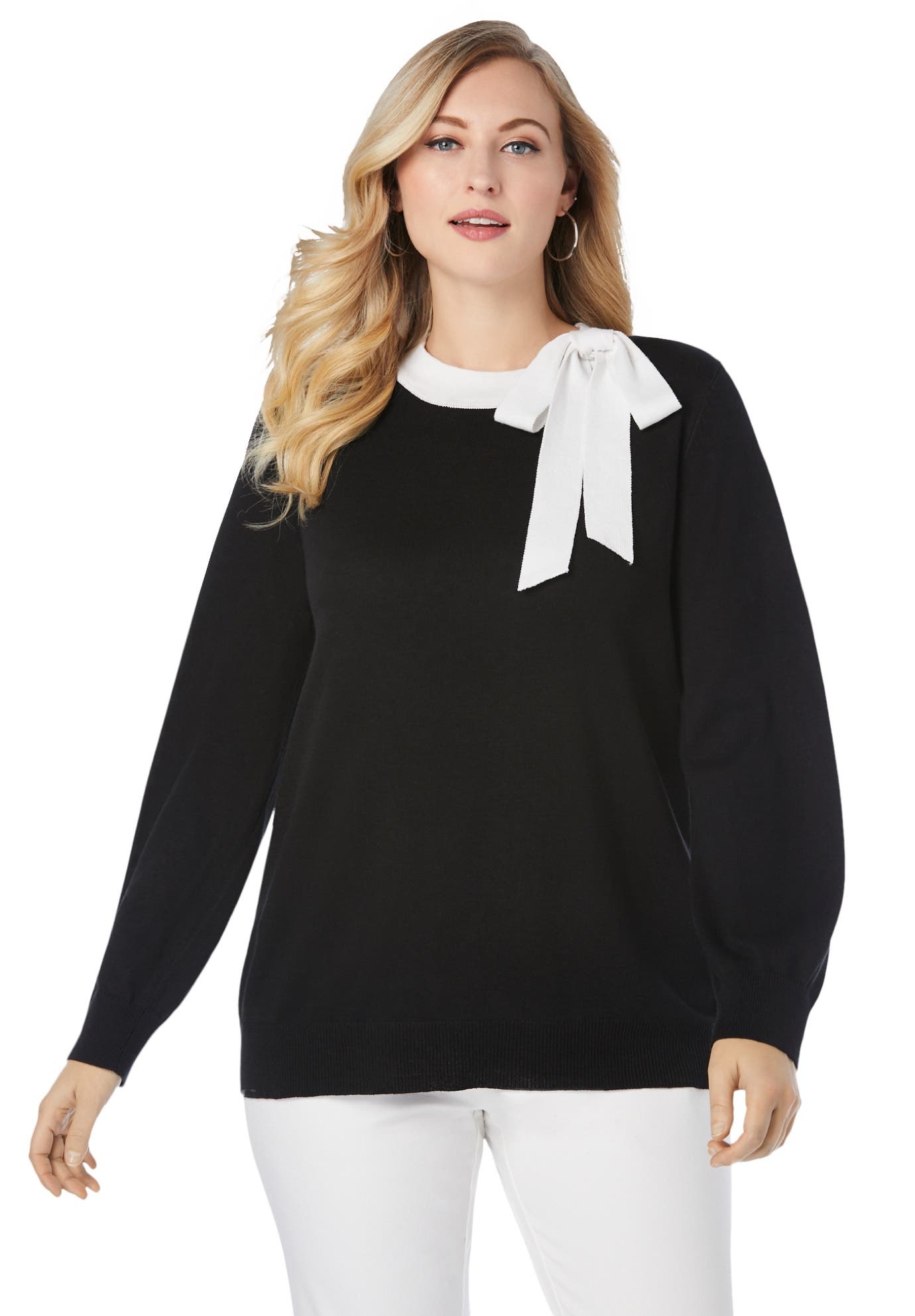 Jessica London Tie-Neck Sweater | Nordstrom
