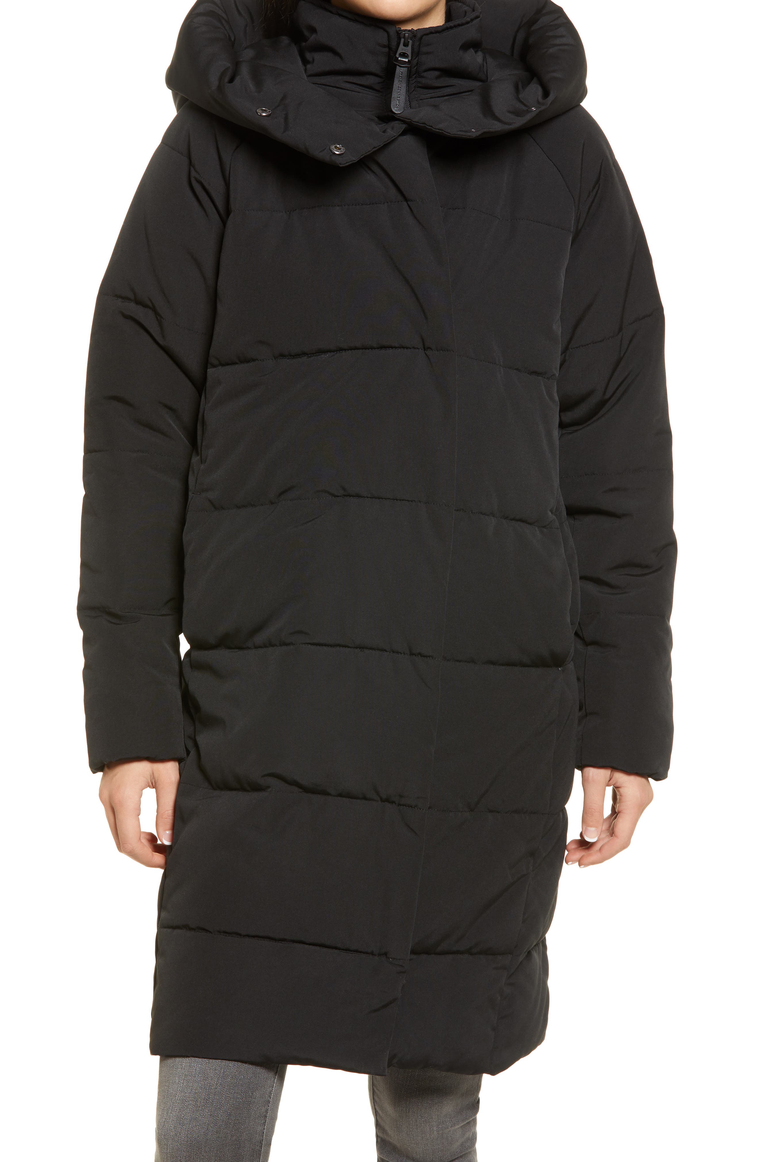 French Connection Water Resistant Relaxed Fit Pillow Collar Puffer Coat ...