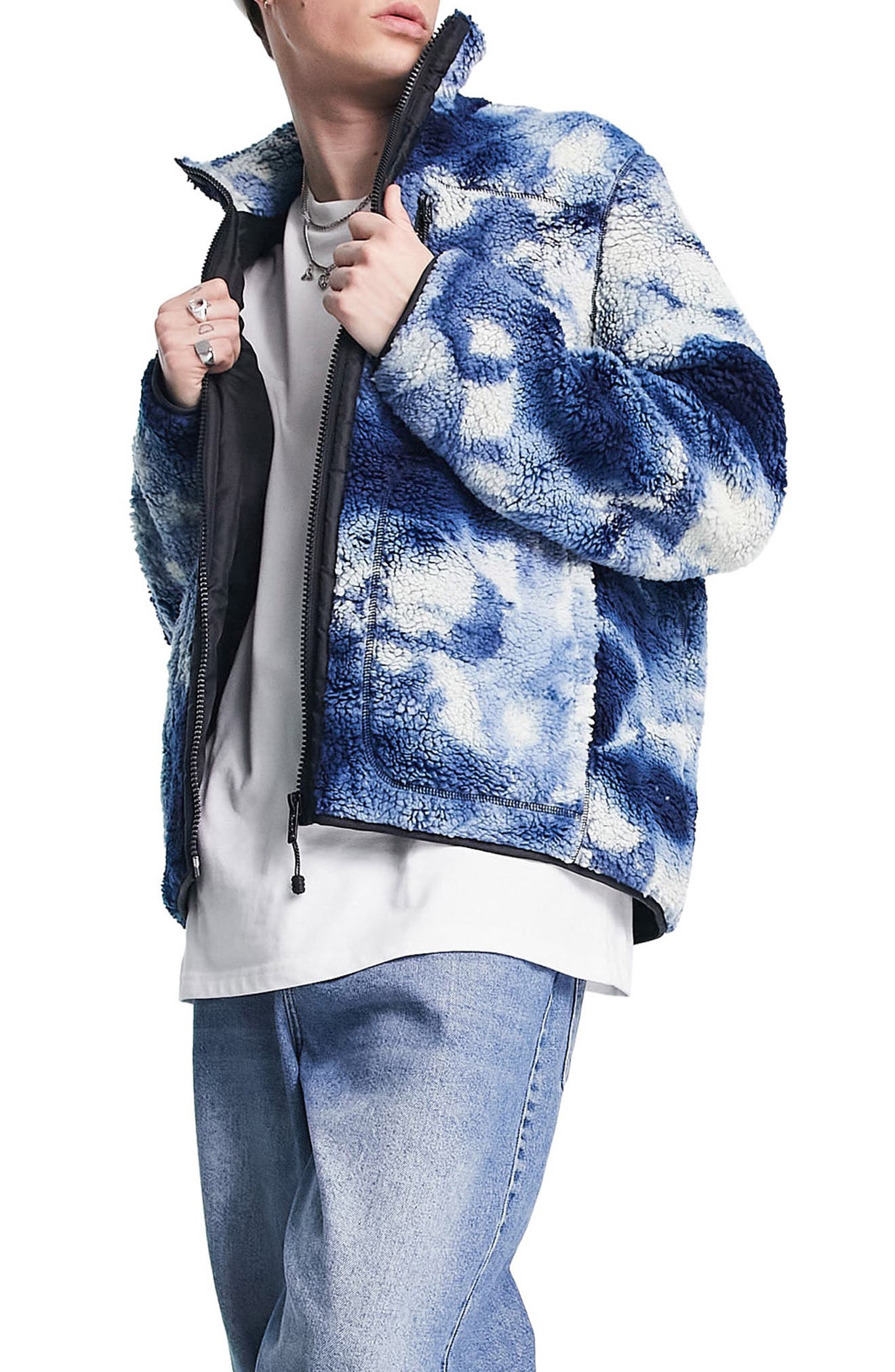 ASOS DESIGN Walker Tie Dye Fleece Jacket | Nordstrom