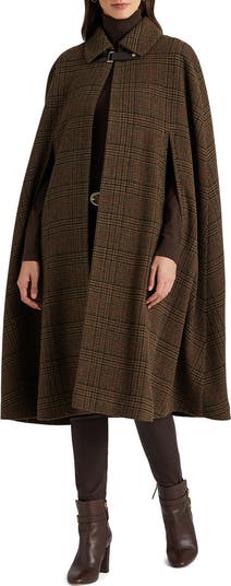Lauren Ralph Lauren Plaid Wool Blend Long Cape | Nordstrom