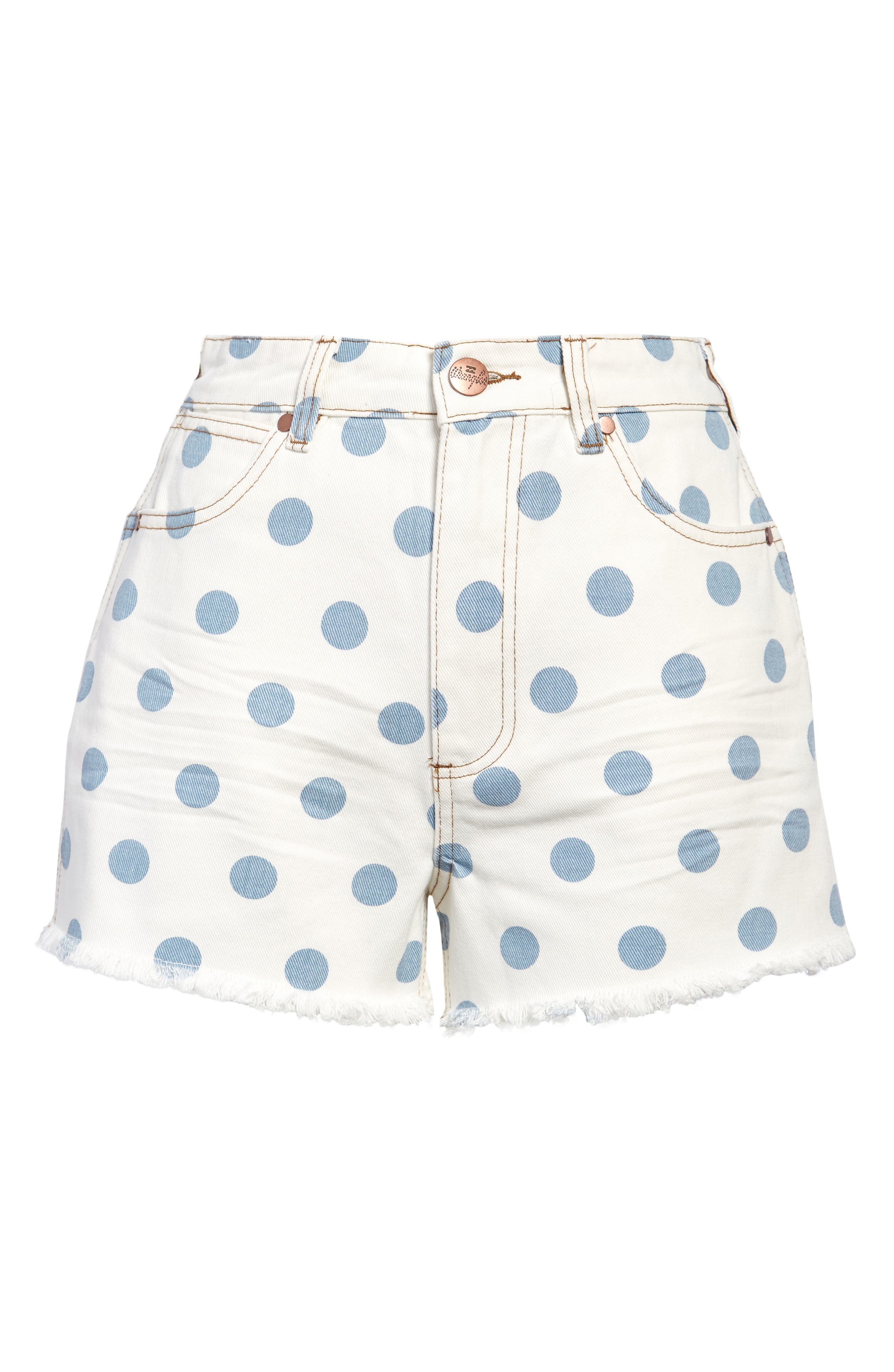 Billabong x Wrangler Eco Showdown Polka Dot Cutoff Denim Shorts ...
