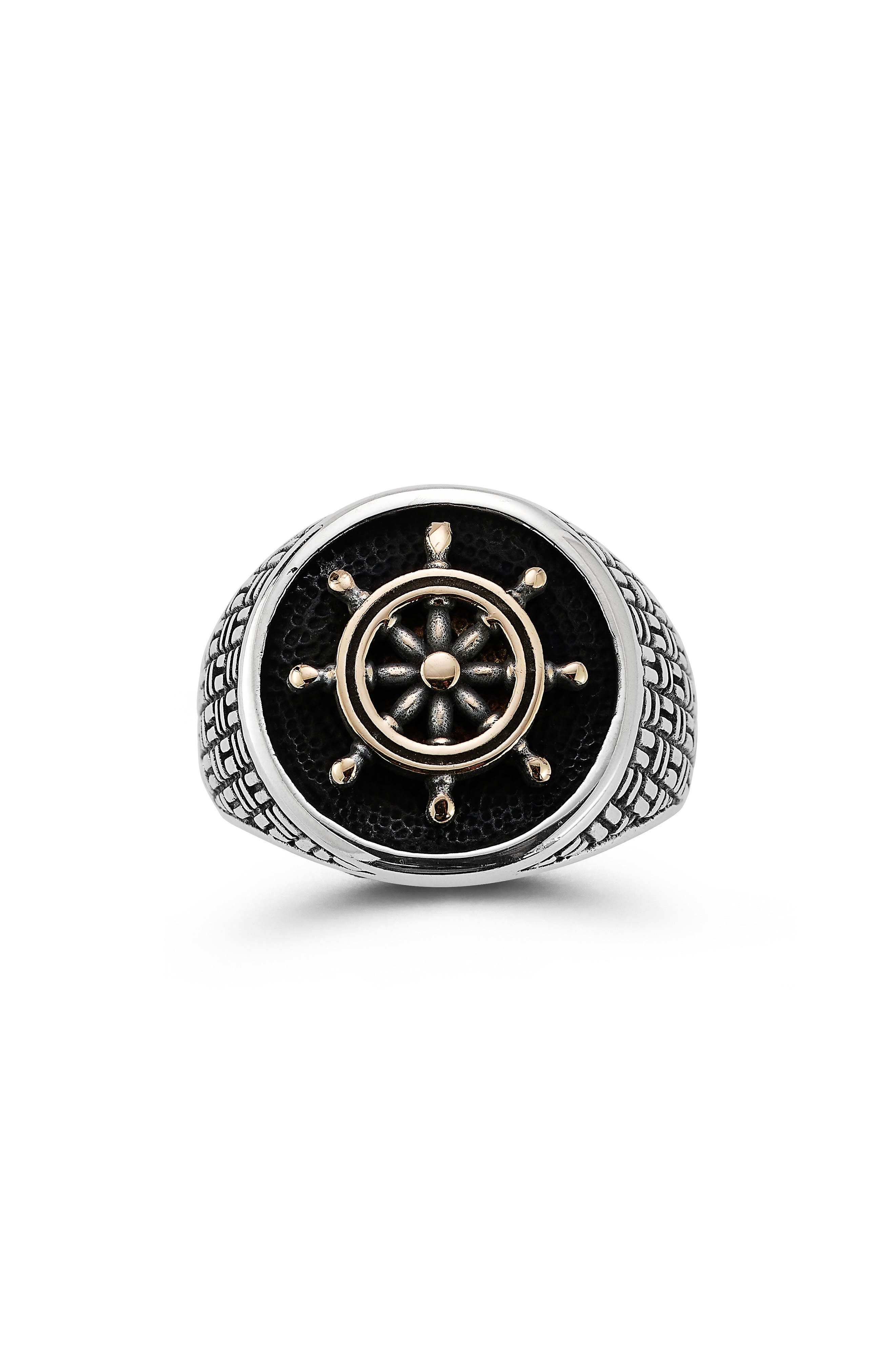 Yield of Men Sterling Silver Wheel Signet Ring | Nordstromrack
