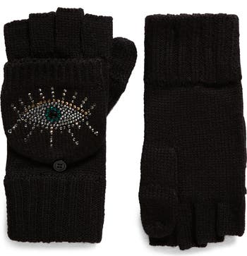 Kurt Geiger London Evil Eye Convertible Crystal Embellished Mittens ...