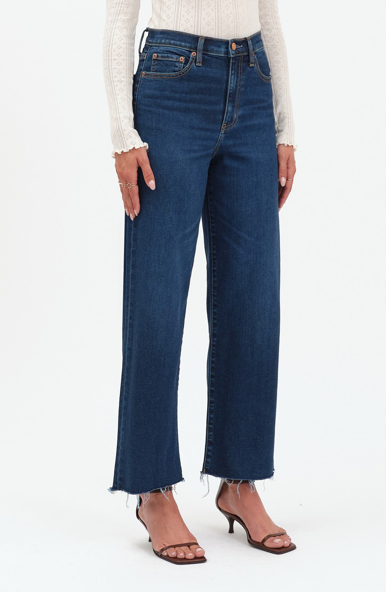 DAZE Pleaser High Waist Raw Hem Crop Jeans | Nordstrom