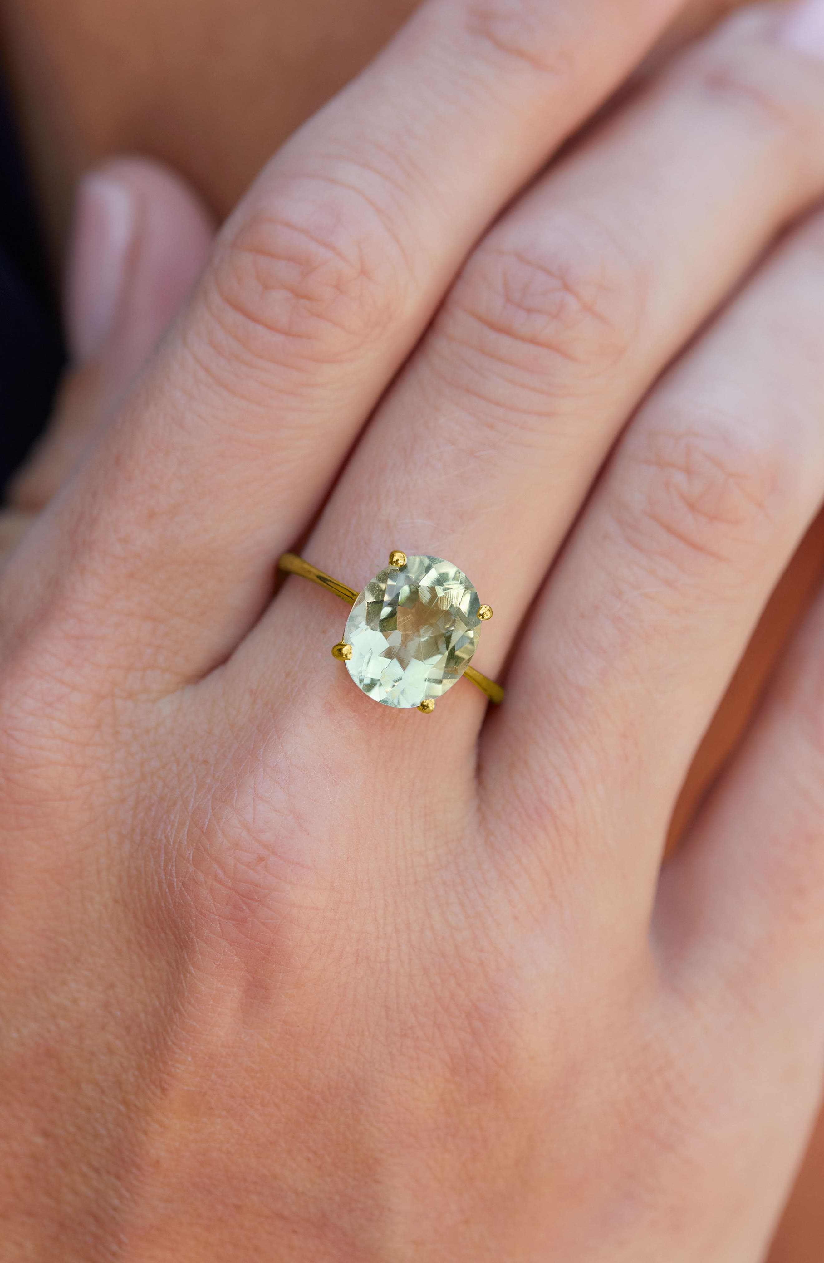 SAVVY CIE JEWELS 18K Gold Plated Sterling Silver Oval Prasiolite ...