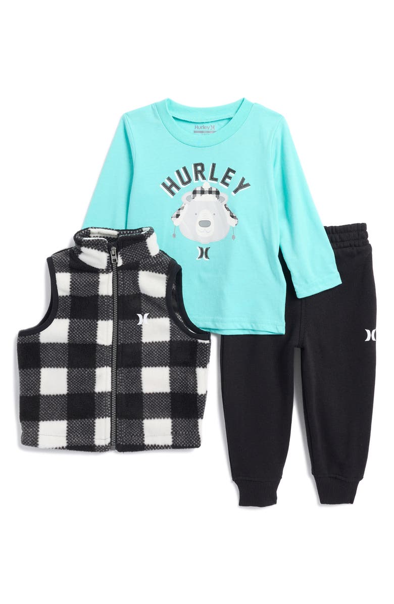 Hurley Polar Fleece Vest, Long Sleeve T-Shirt & Joggers Set | Nordstromrack