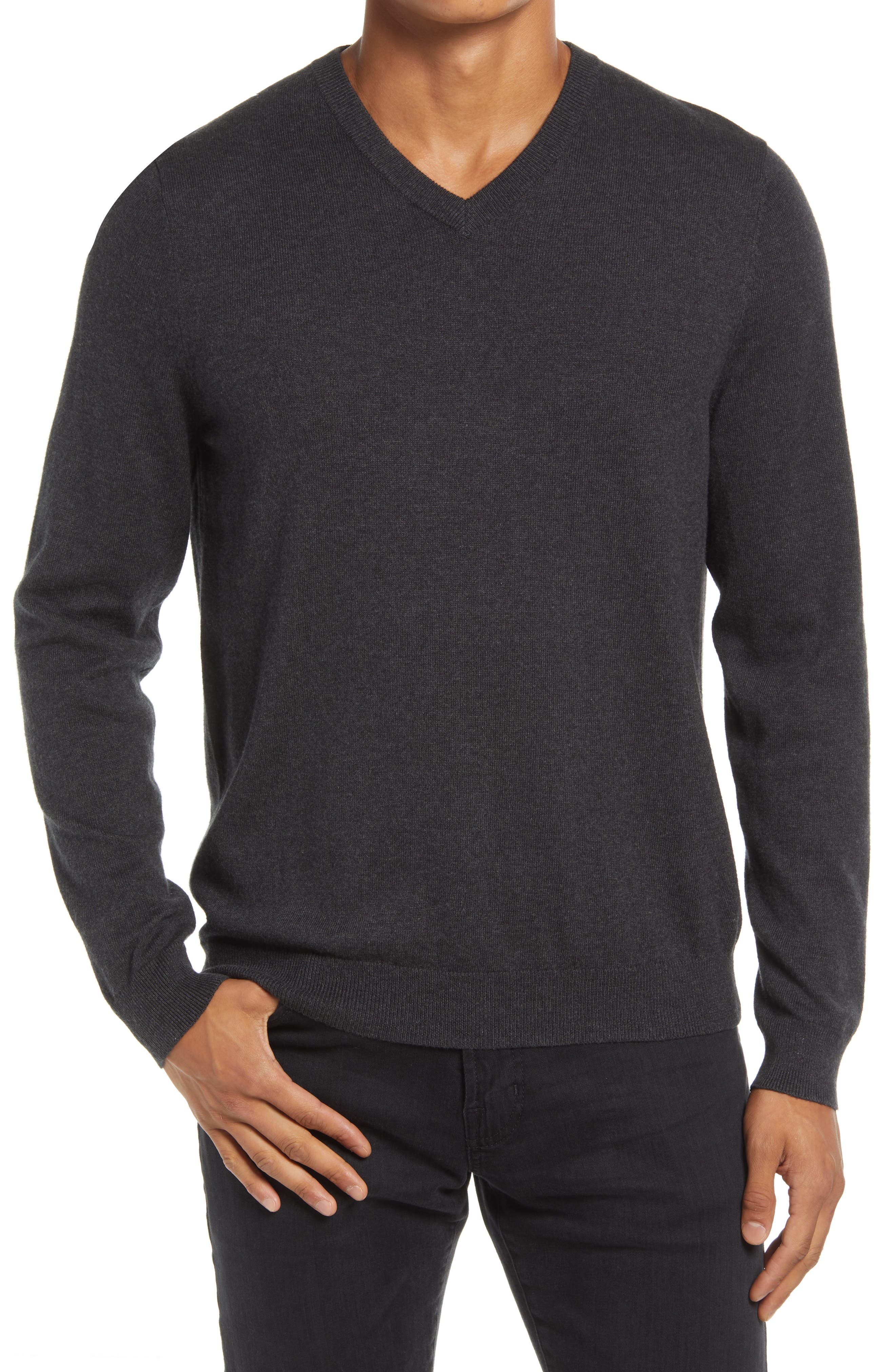 Nordstrom Men's Shop Cotton & Cashmere V-Neck Sweater | Nordstrom