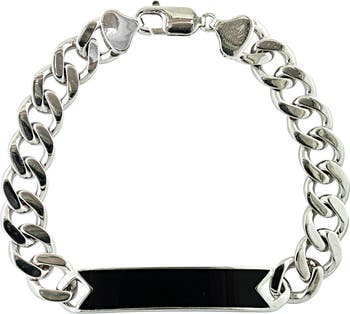 EFFY Sterling Silver Onyx Bar Curb Link Bracelet | Nordstromrack