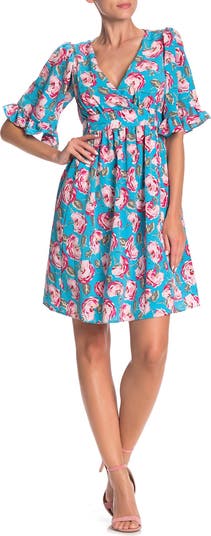 Betsey Johnson Floral Printed Bell Sleeve Dress | Nordstromrack