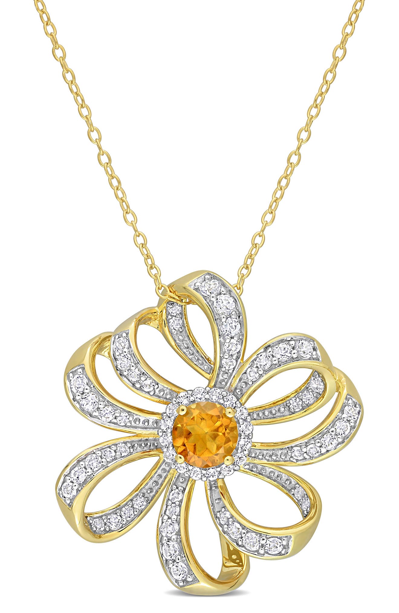 DELMAR 10K Yellow Gold Plated Sterling Silver Madeira Citrine White ...